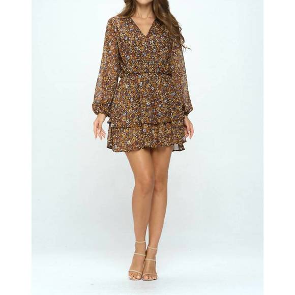Adrienne | Dresses | New Adrienne Fall Floral Ruffle Dress In Floral ...